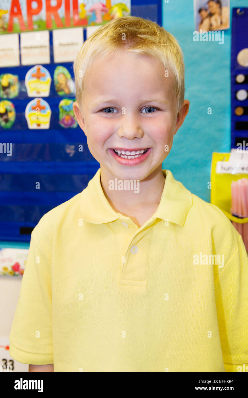 Elementary Student in Classroom Stock Photo - Alamy