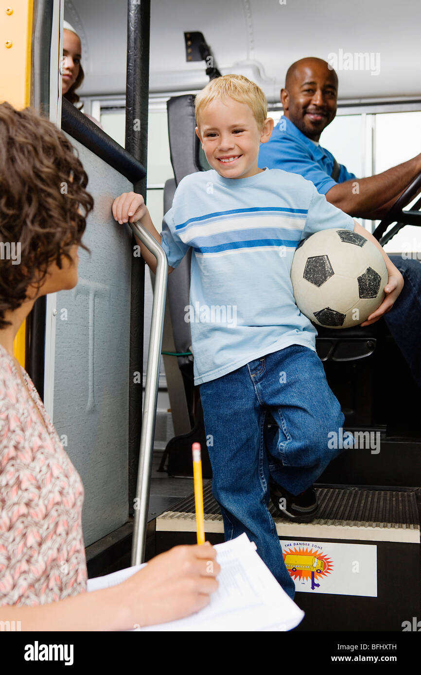 Elementary Student Arriving at School Stock Photo - Alamy