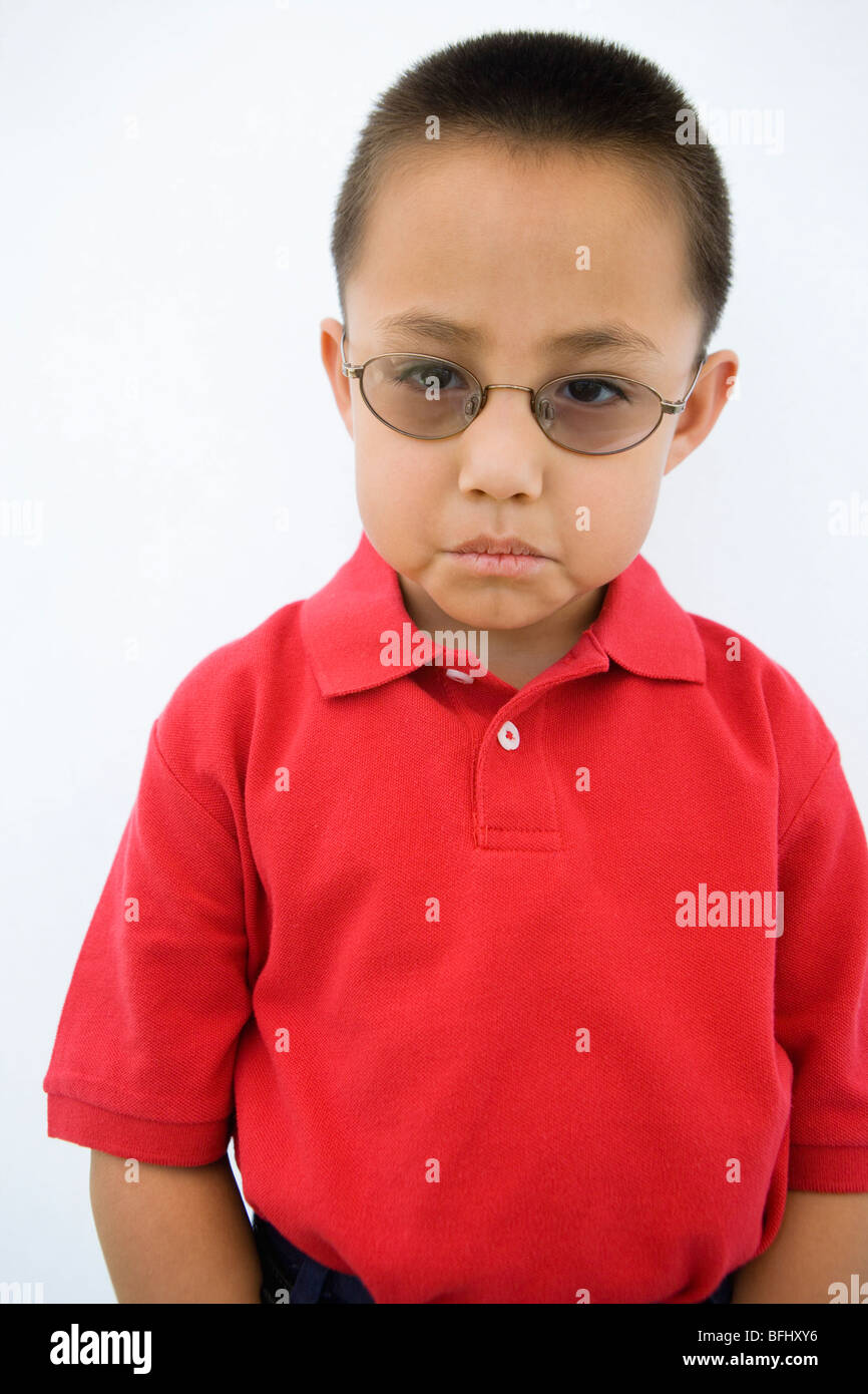 Young Boy Frowning Stock Photo - Alamy