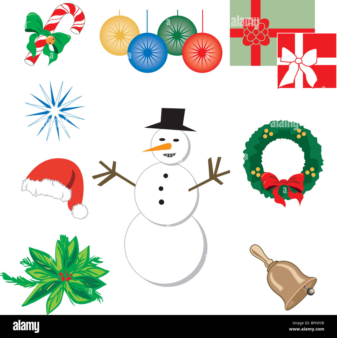 Set of nine Christmas or Holiday Icons. Vector Illustration Stock Photo ...