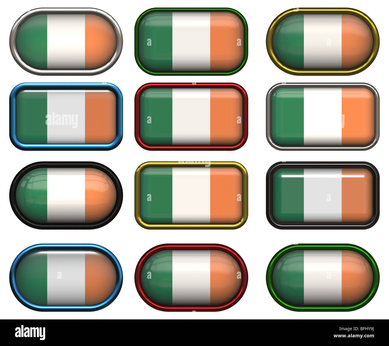 twelve Great buttons of the Flag of Ireland Stock Photo - Alamy