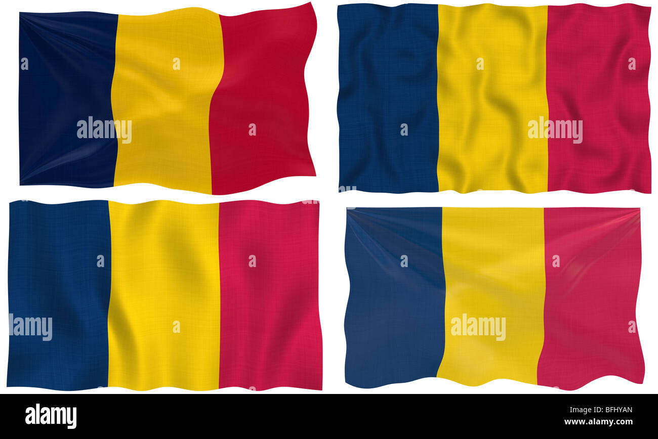 Great Image on white of four Flags of Chad Stock Photo - Alamy