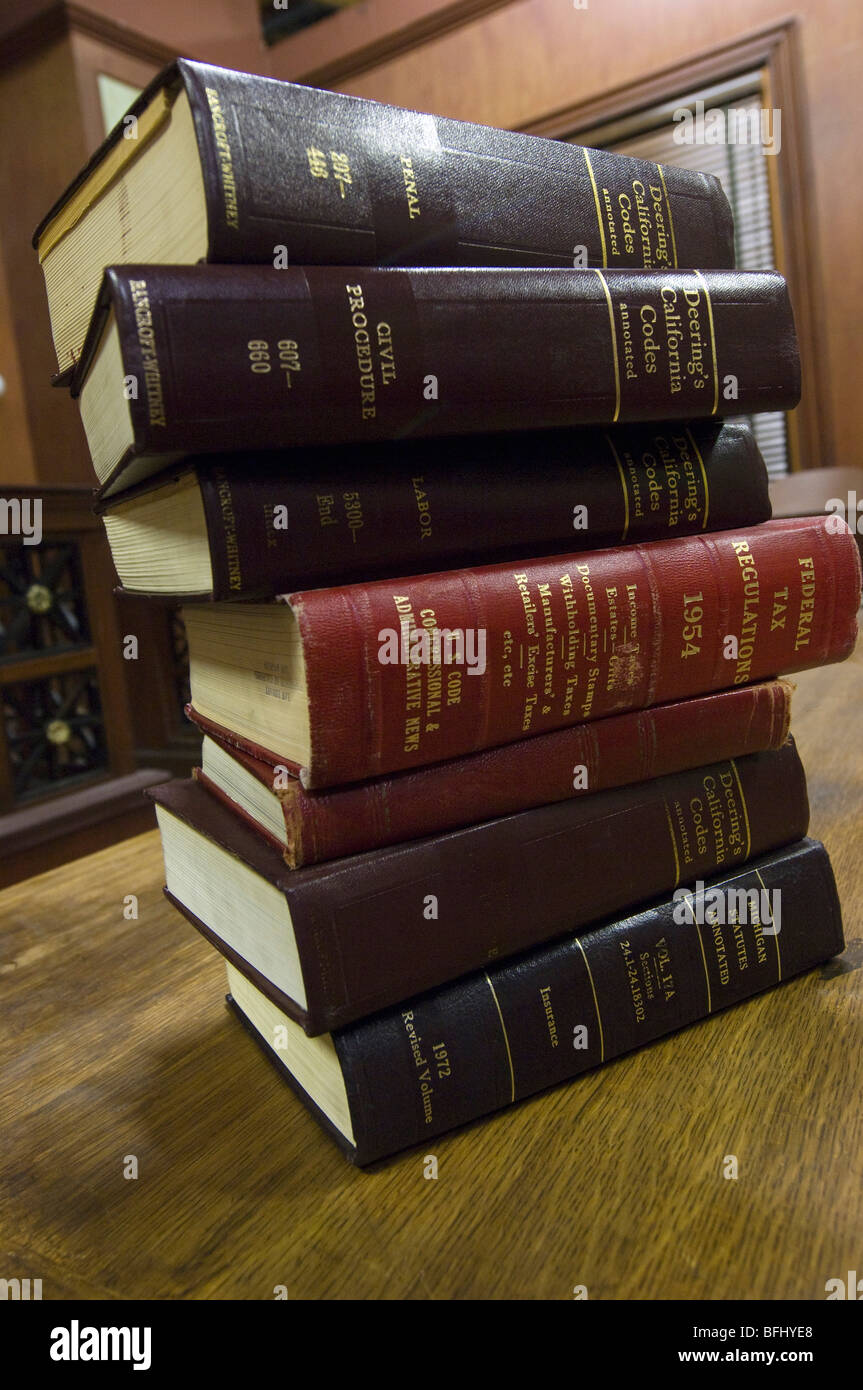Legal books in court room Stock Photo - Alamy