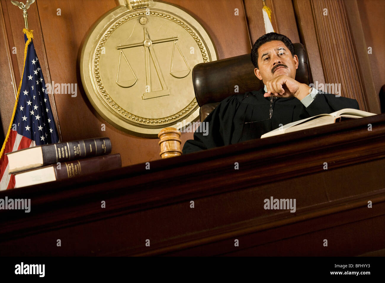 Judge sitting in court Stock Photo - Alamy