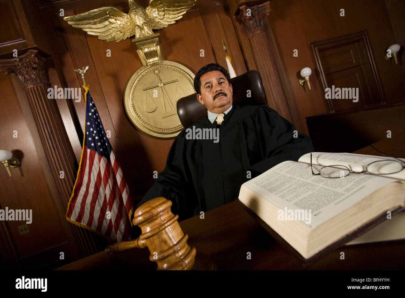 Judge sitting in court Stock Photo - Alamy