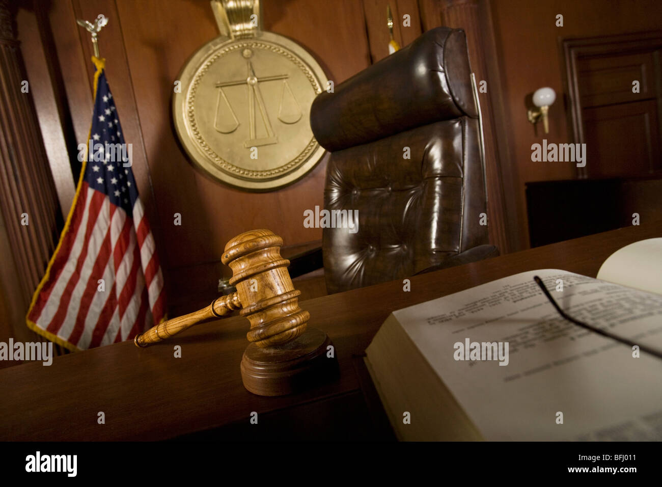 Judges chair in court room Stock Photo - Alamy