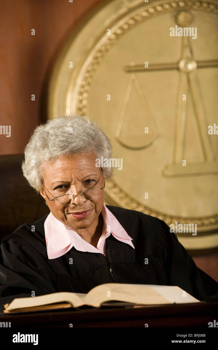 Female judge sitting in court, portrait Stock Photo - Alamy