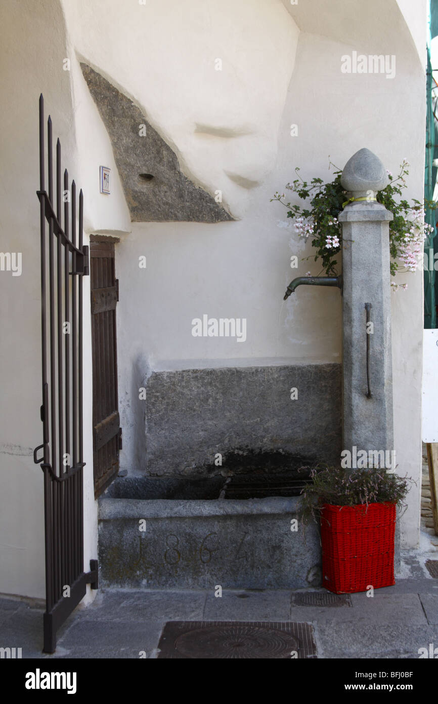 Old public drinking fountain, Malesco, Italy Stock Photo - Alamy