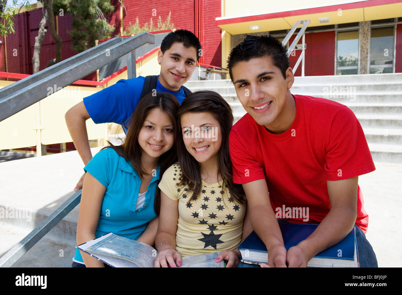 High School Students on Steps of School Stock Photo - Alamy