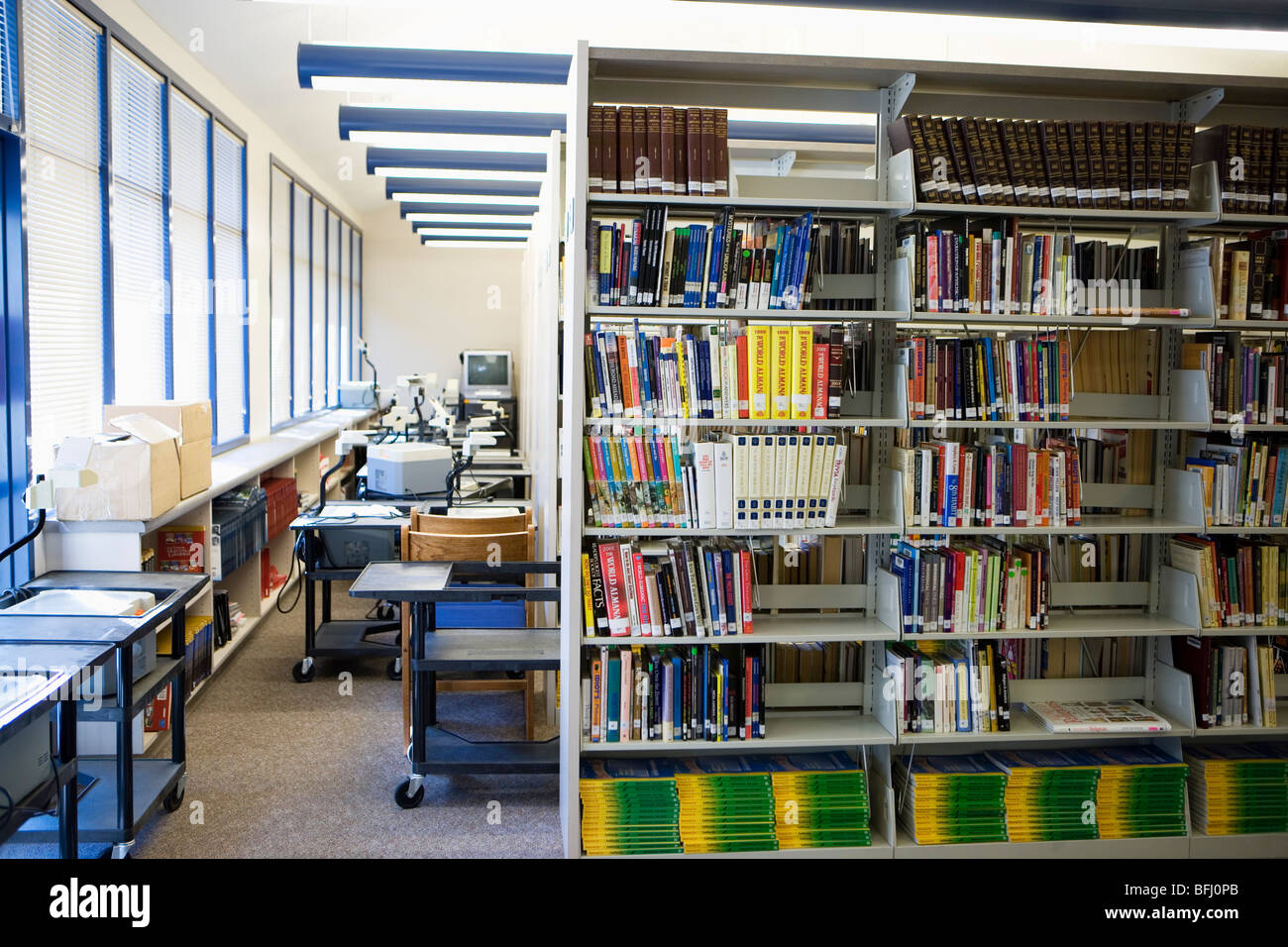 High School Library Stacks Stock Photo - Alamy