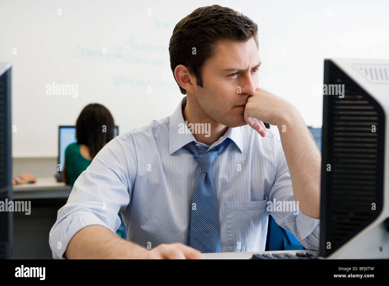 High School Teacher in Computer Lab Stock Photo - Alamy