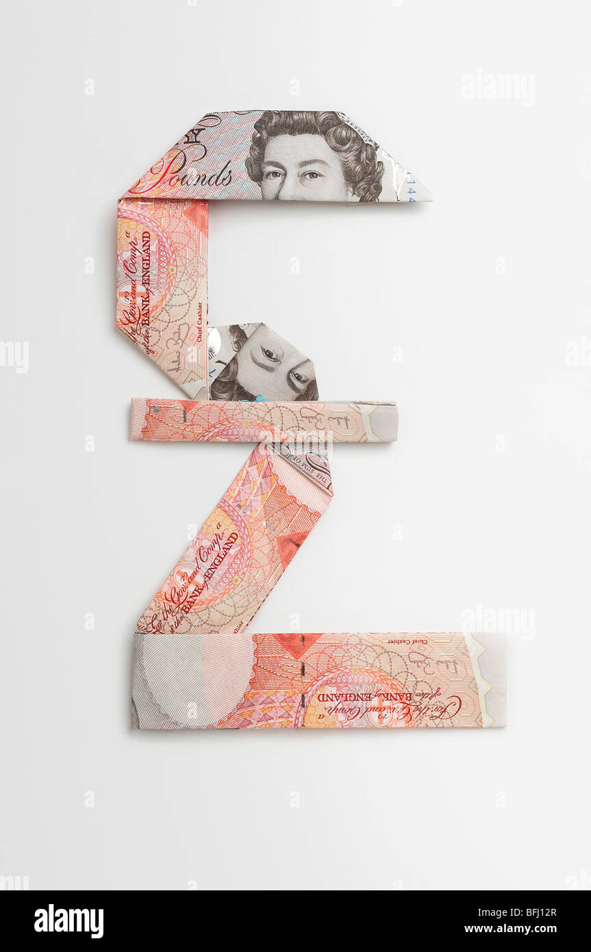 Pound Sterling symbol made of folded banknotes Stock Photo - Alamy