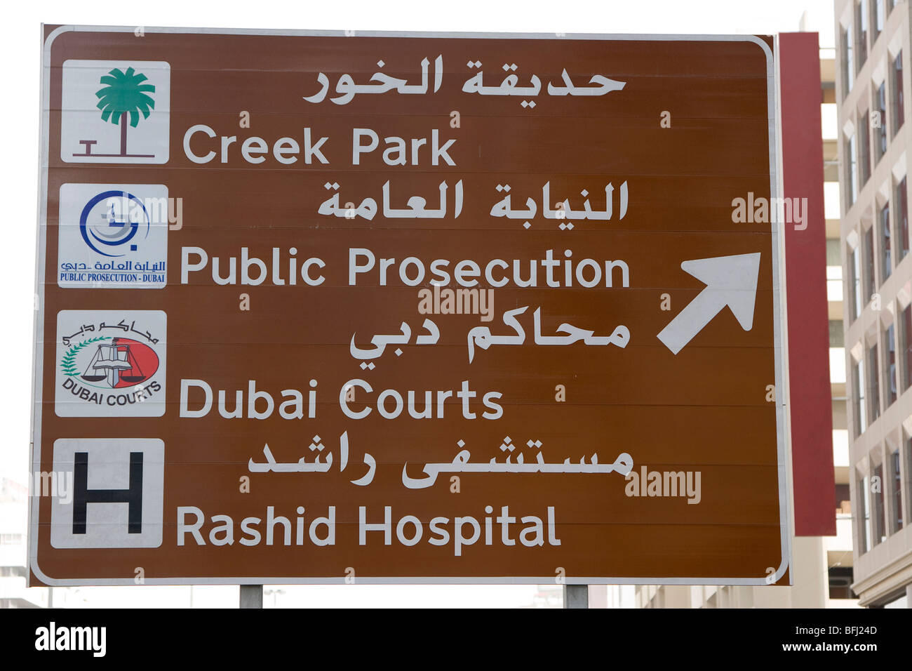 Dubai, UAE, A road sign on Al-Maktoum Road in Deira Stock Photo - Alamy