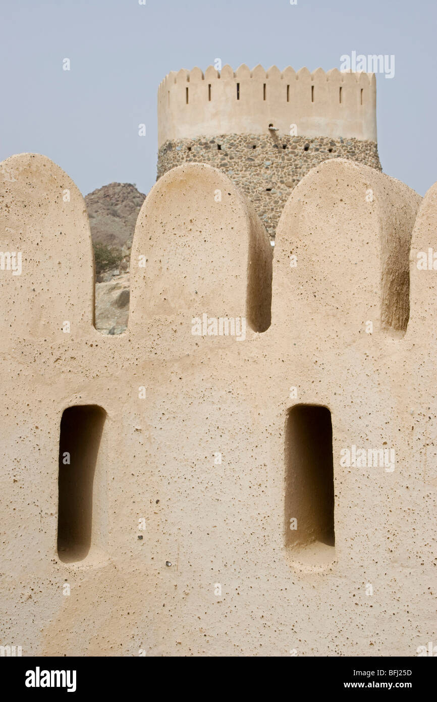 Bidyah, UAE, two watchtowers overlooking Al Bidyah Mosque built in 1446 ...