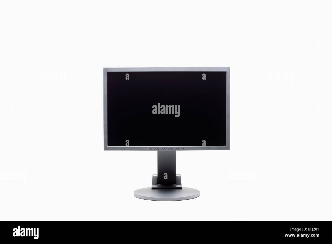 frontal view of lcd (liquid crystal) computer monitor isolated on white ...