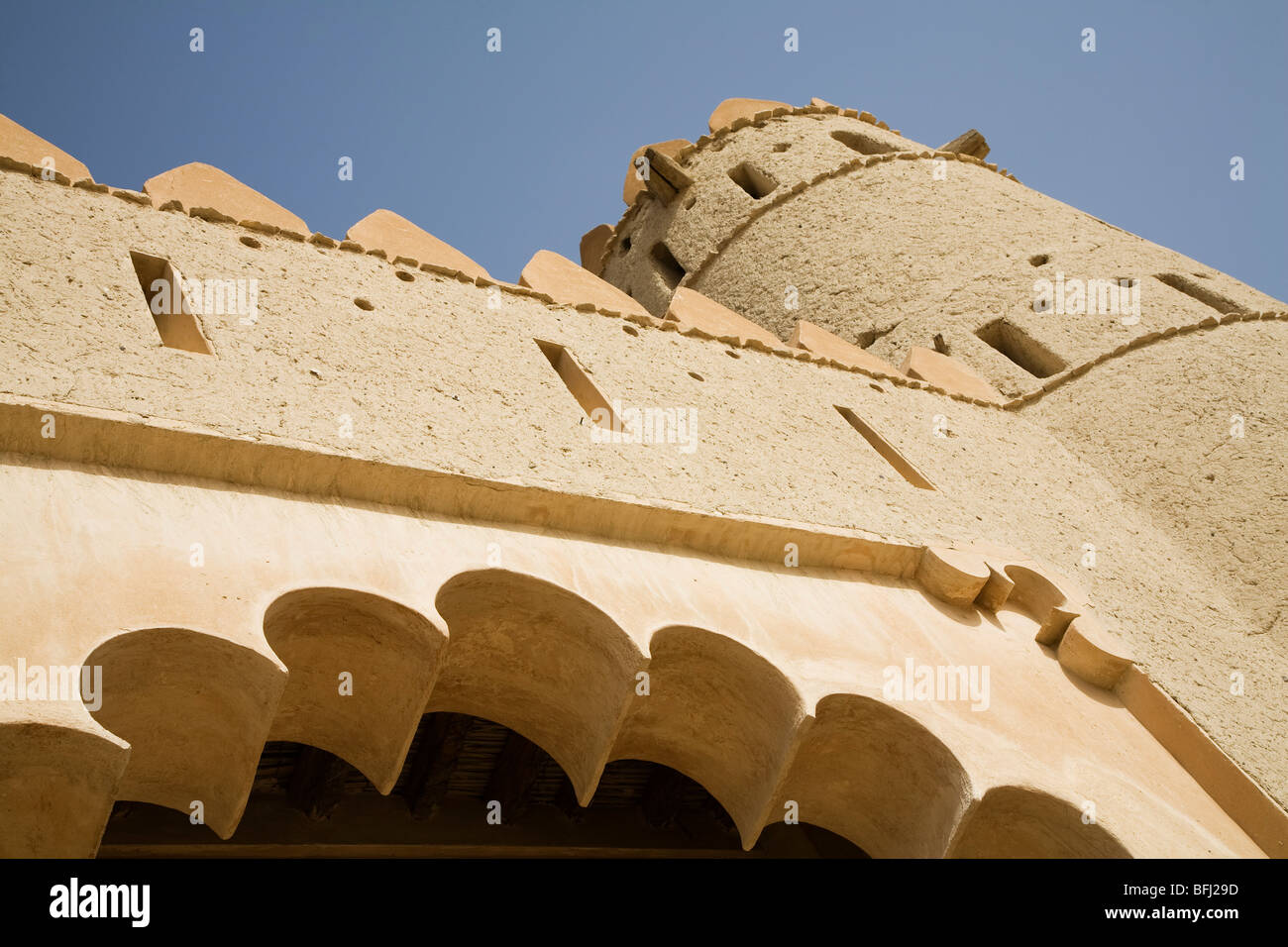 Al Ain, UAE, Architectural detail of front entrance of Al Jahli Fort in ...