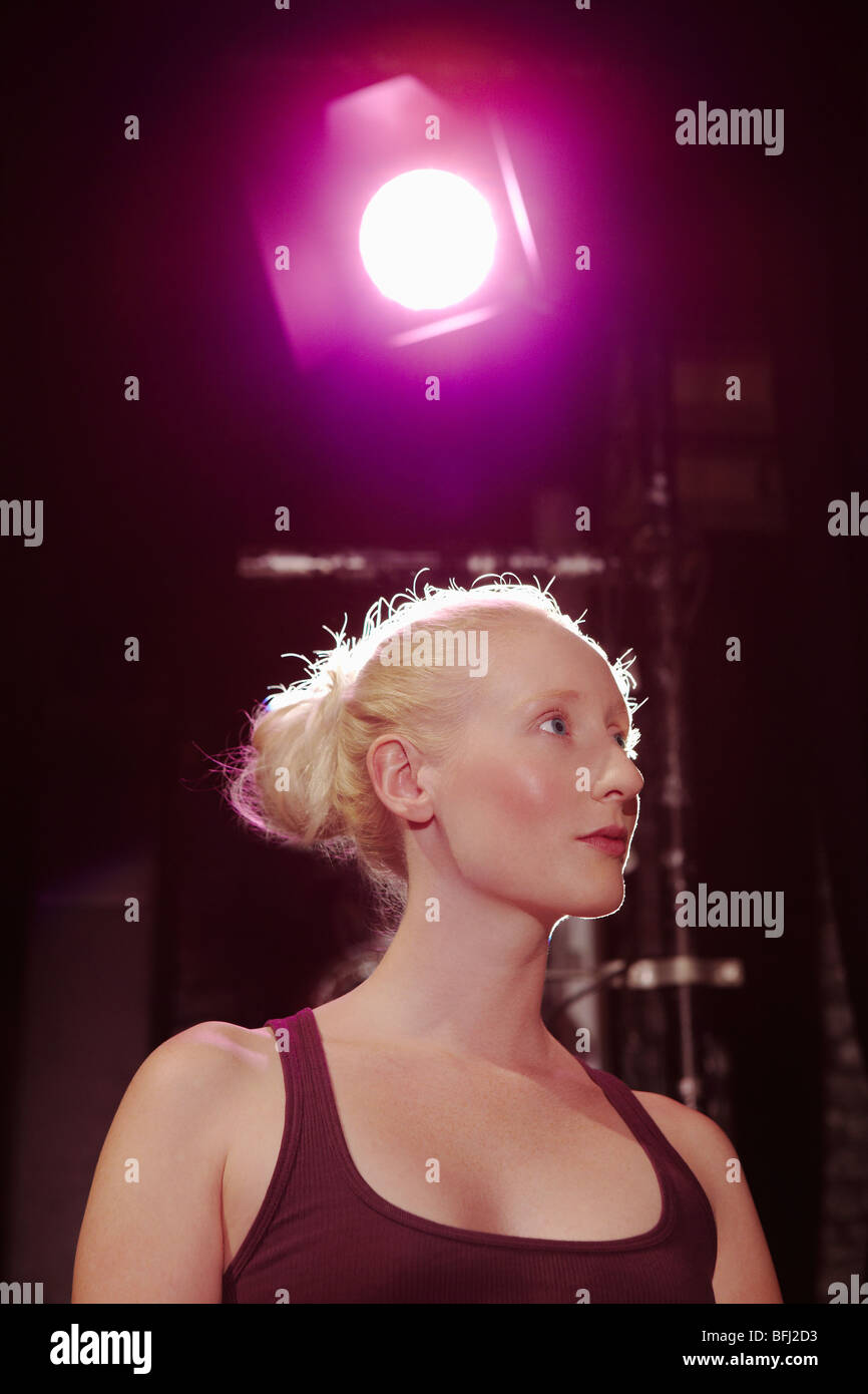 Young woman on stage, close up Stock Photo - Alamy
