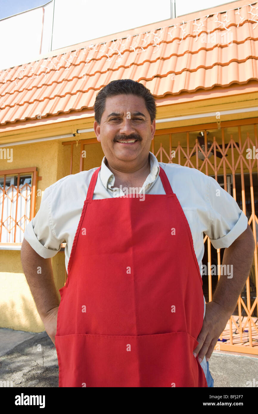 Portrait of restaurant owner, outdoors Stock Photo - Alamy