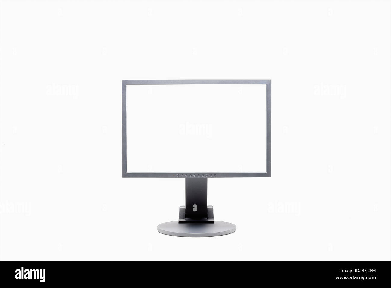 frontal view of lcd (liquid crystal) computer monitor isolated on white ...