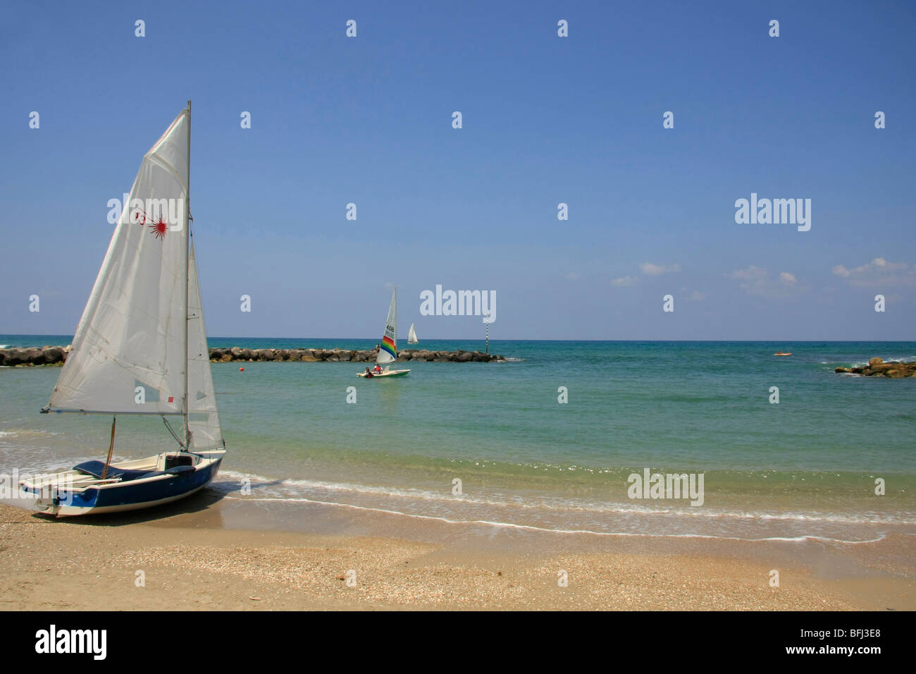 Israel, Sharon region, Beach of Hadera Stock Photo - Alamy