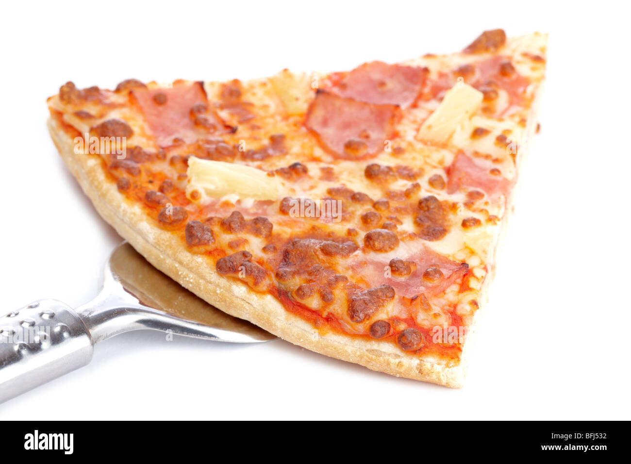 Slice of tasty Italian pizza with soft shadow on a white background ...