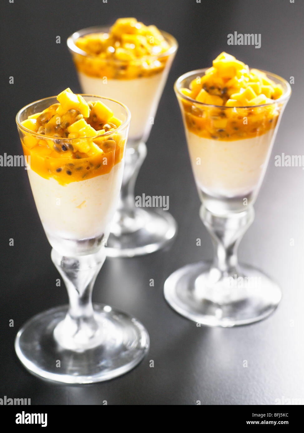 Mousse with tropical fruits Stock Photo - Alamy