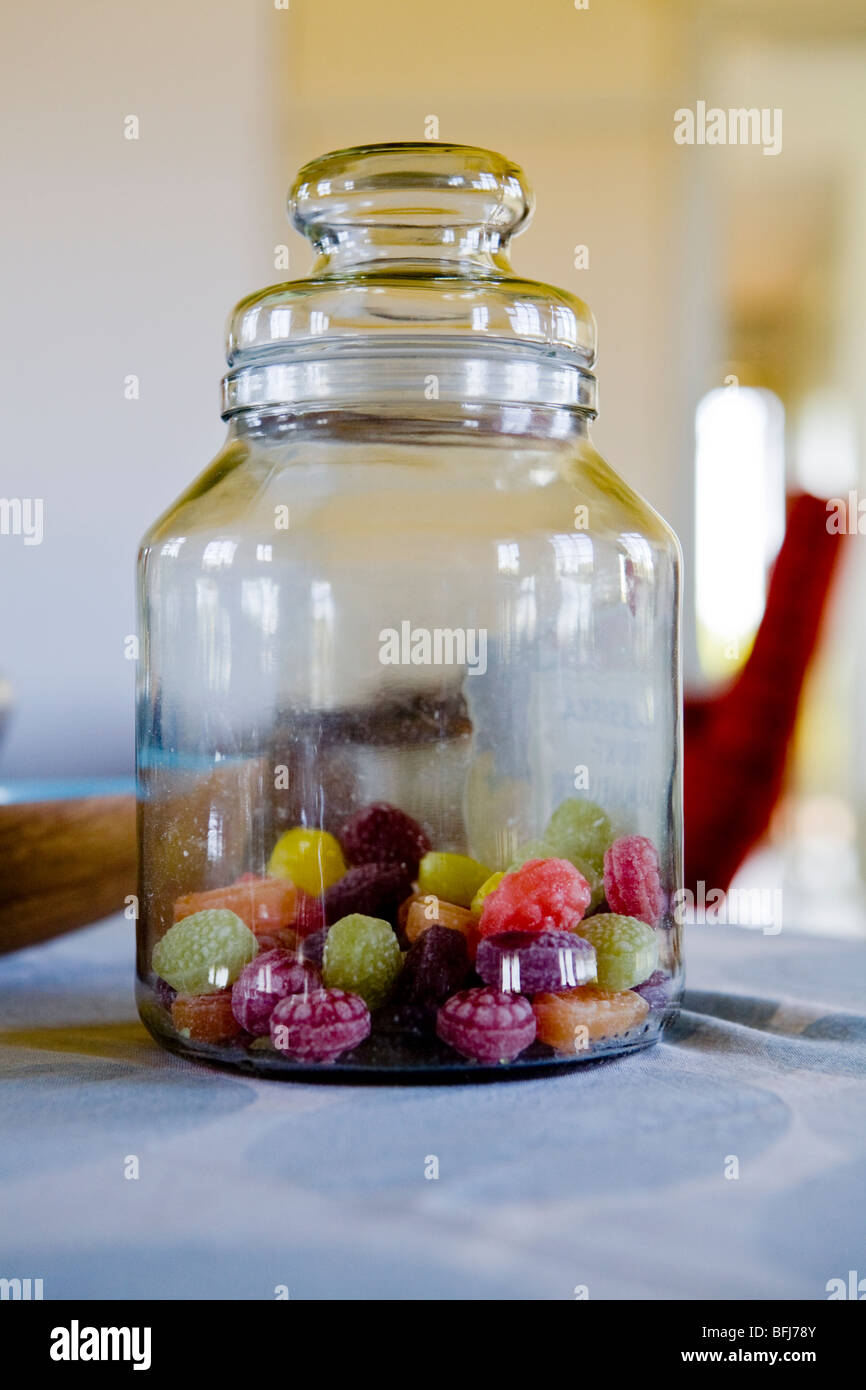 Candy in a jar, close-up, Sweden Stock Photo - Alamy