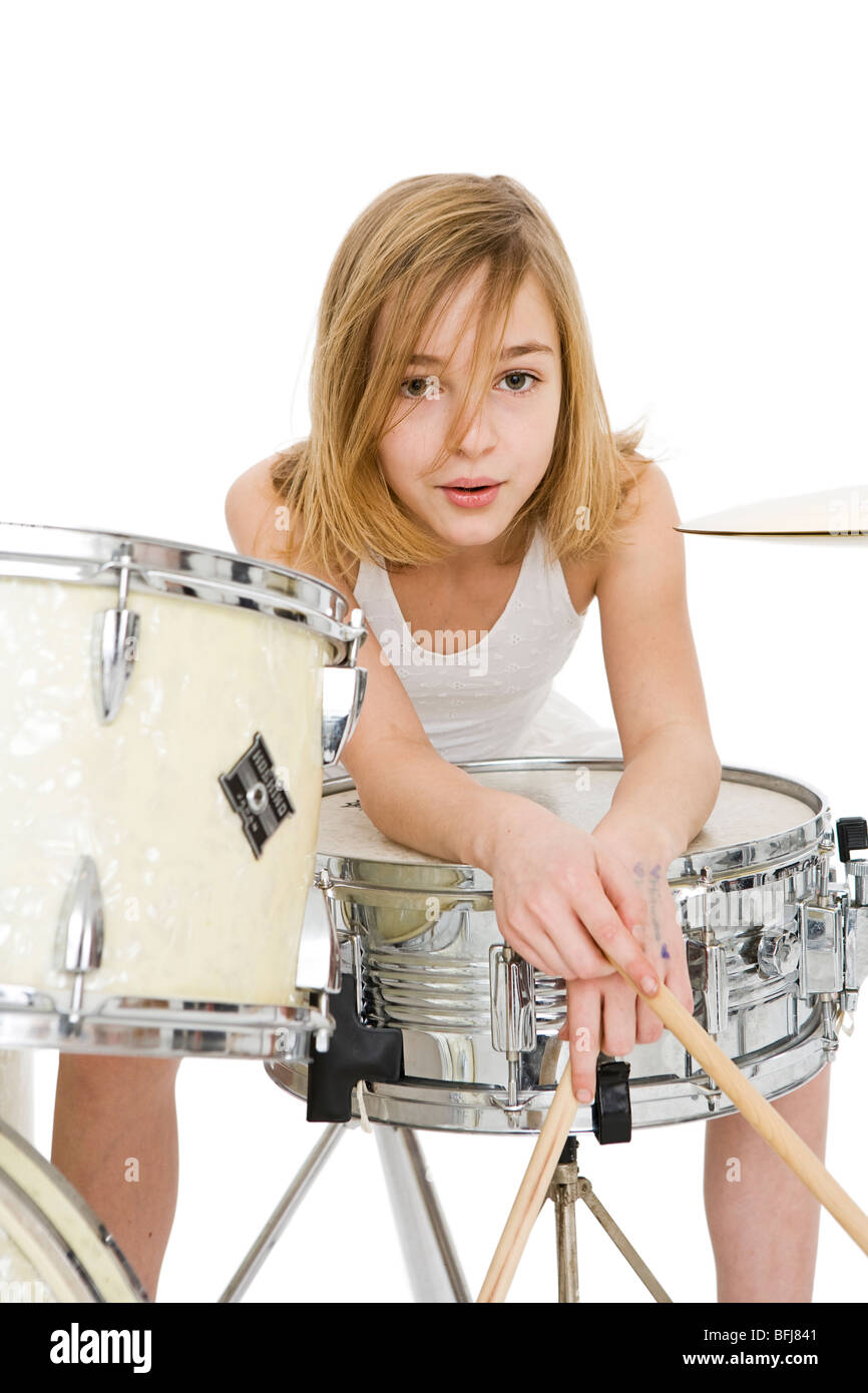 A girl playing music Stock Photo - Alamy
