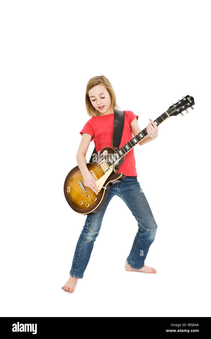 A girl playing music Stock Photo - Alamy
