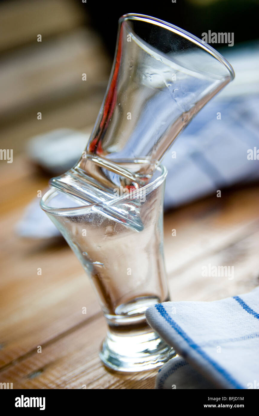 Two empty shot glasses on a table, Sweden Stock Photo - Alamy