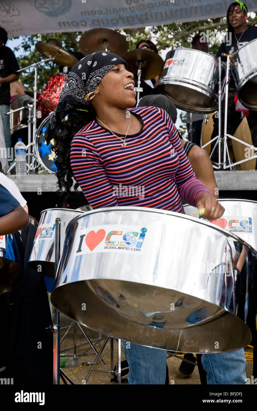 Band member from CIS Band Trust playing steel drum at the Notting Hill ...
