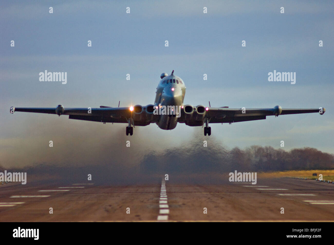 HS Nimrod MR2 lifting off from RAF Kinloss MR Wing the home base of the ...