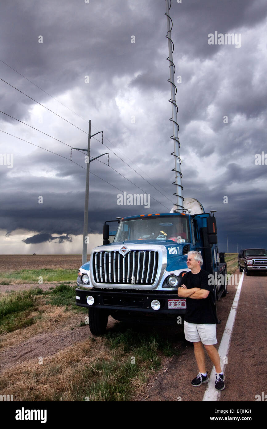 Doctor Josh Wurman of the Center for Severe Weather Research stands in ...