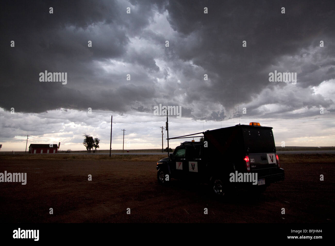 Mobile mesonet trucks with Project Vortex 2 is parked alongside the ...