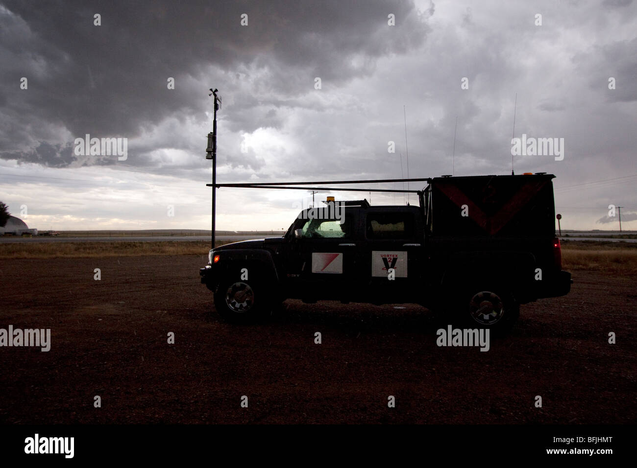Mobile mesonet trucks with Project Vortex 2 is parked alongside the ...