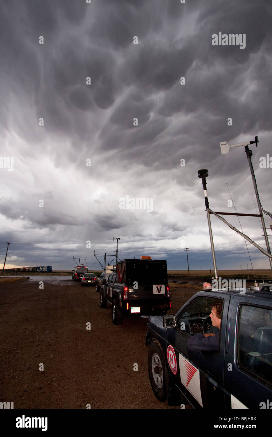 Mobile mesonet trucks with Project Vortex 2 is parked alongside the ...