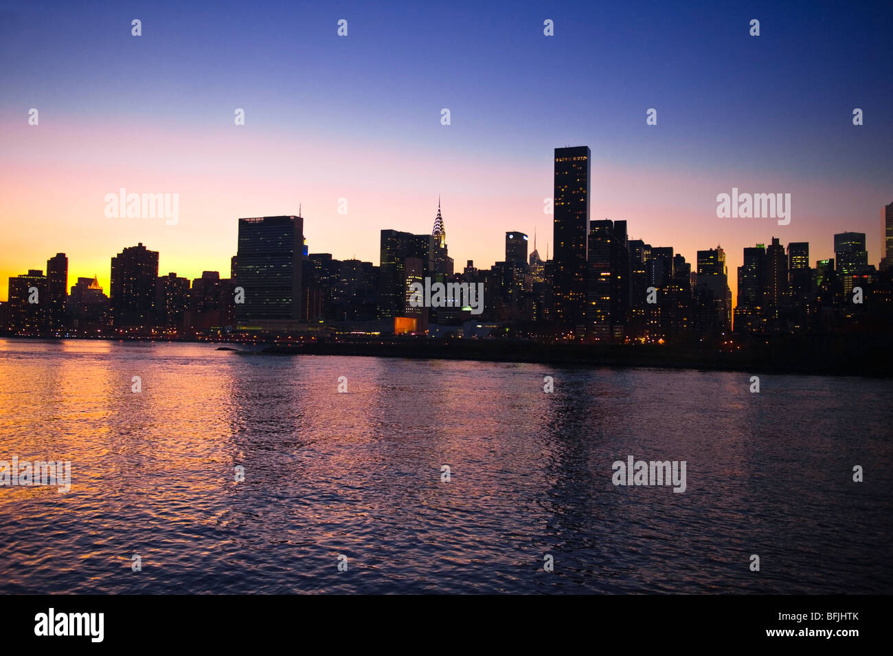 New York City , The Big Apple , Manhattan skyline at dusk or twilight ...