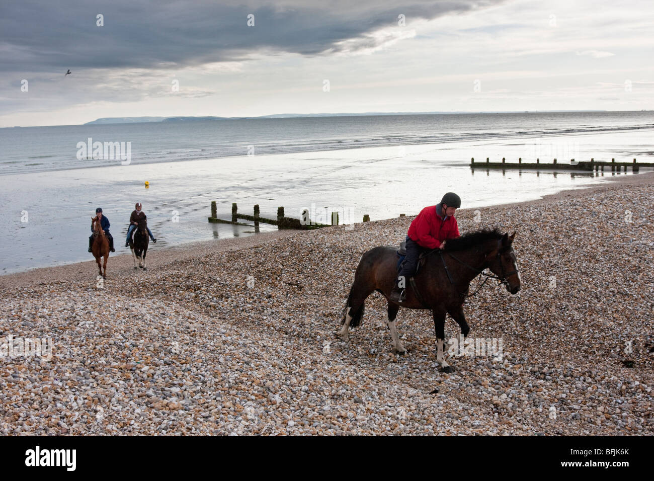 3 Horses and riders on the coast at East Wittering and Bracklesham ...