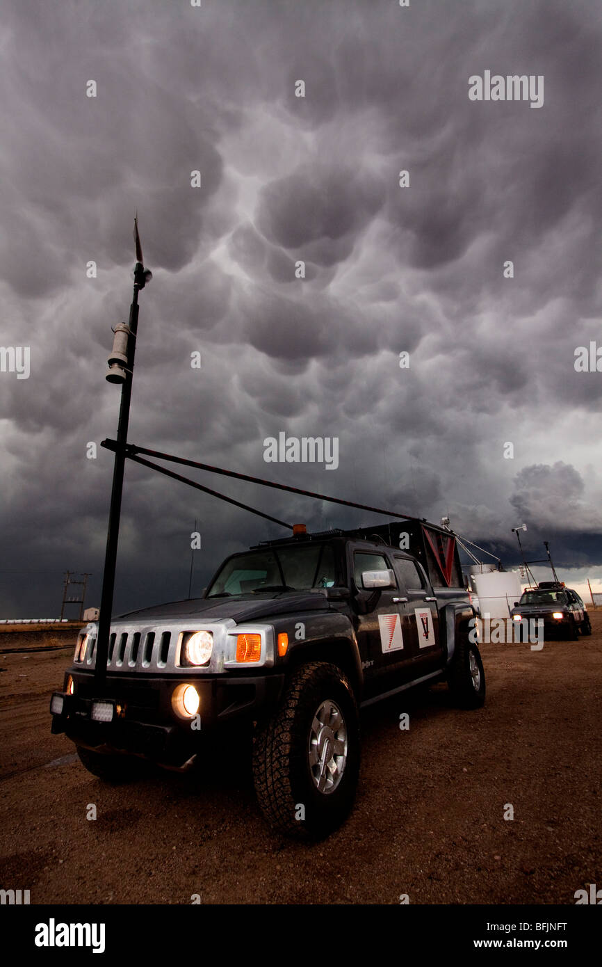 Mobile mesonet trucks with Project Vortex 2 is parked alongside the ...