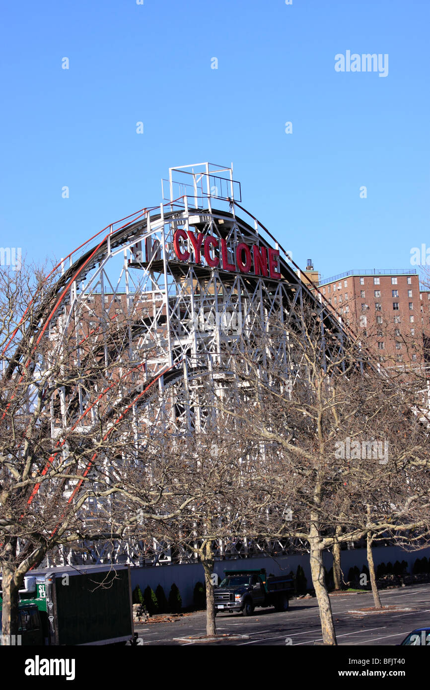 The world famous Cyclone wooden roller coaster, Coney Island, Brooklyn ...