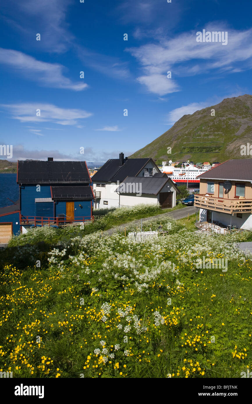 Houses in Honningsvag Port, Mageroya Island, Finnmark Region, Arctic ...