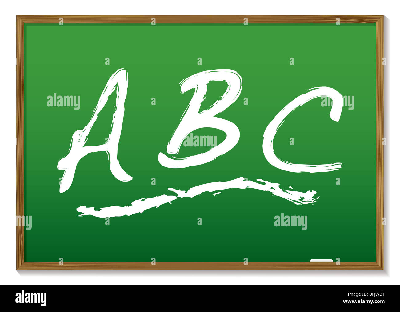 learn your abc drawn on a green chalk board with wooden frame Stock ...