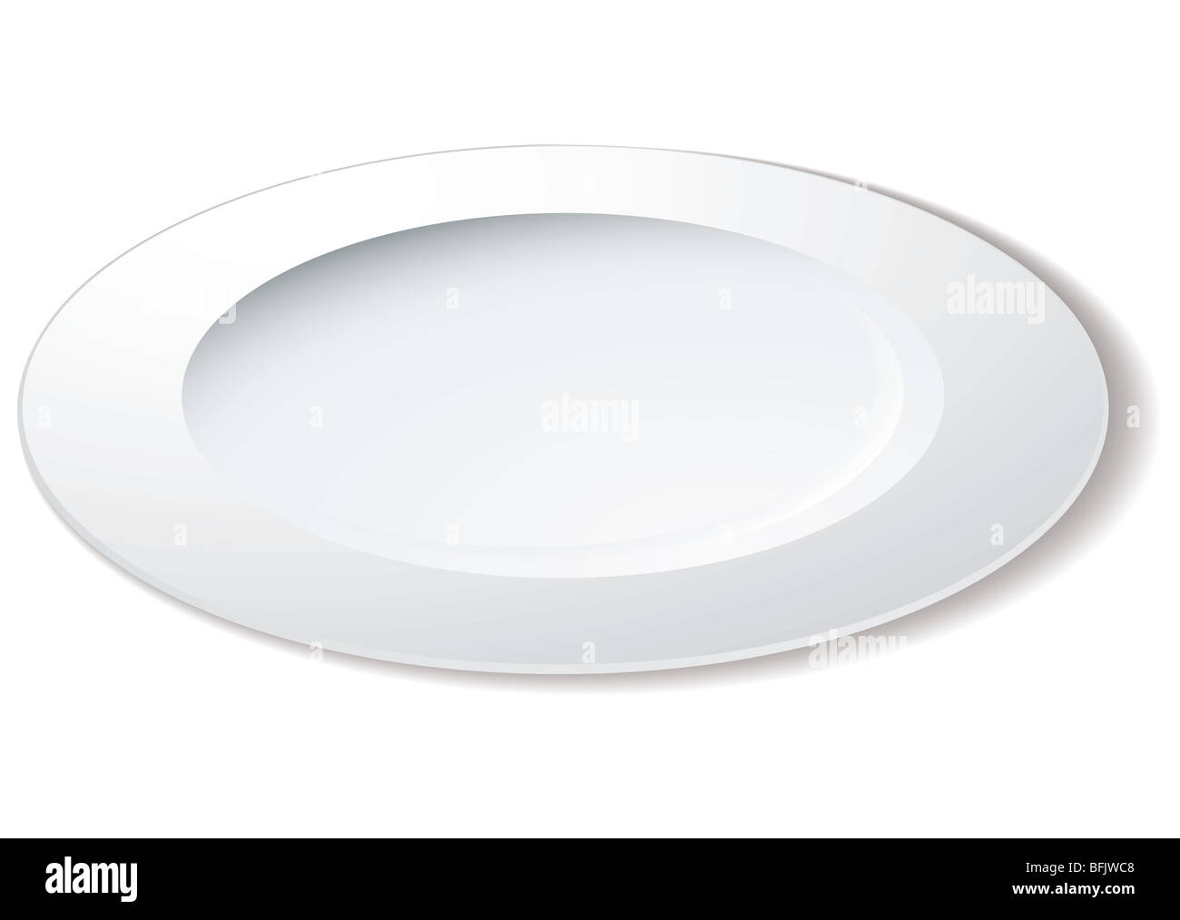 simple white plate drawn from an angle with shadow Stock Photo - Alamy