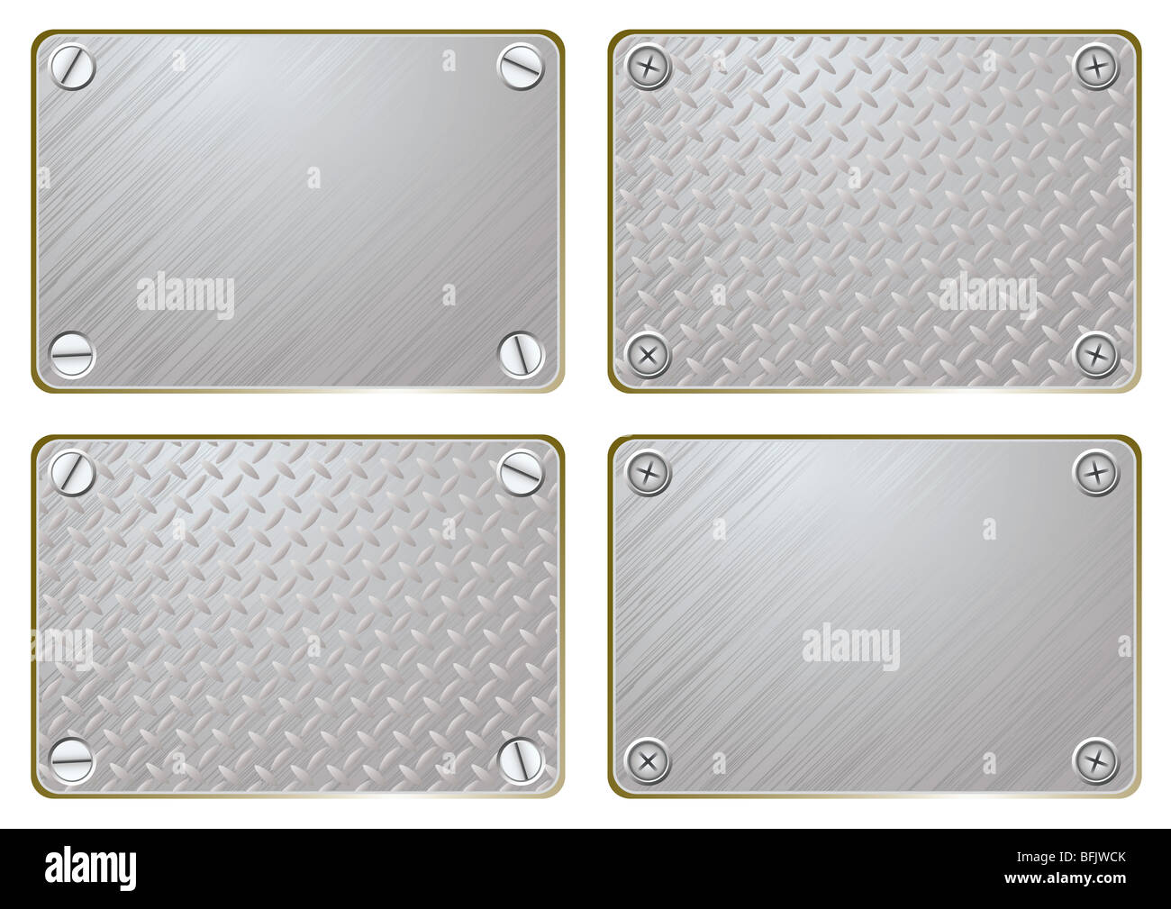 Silver metal plate with screws and room to add your own text Stock ...