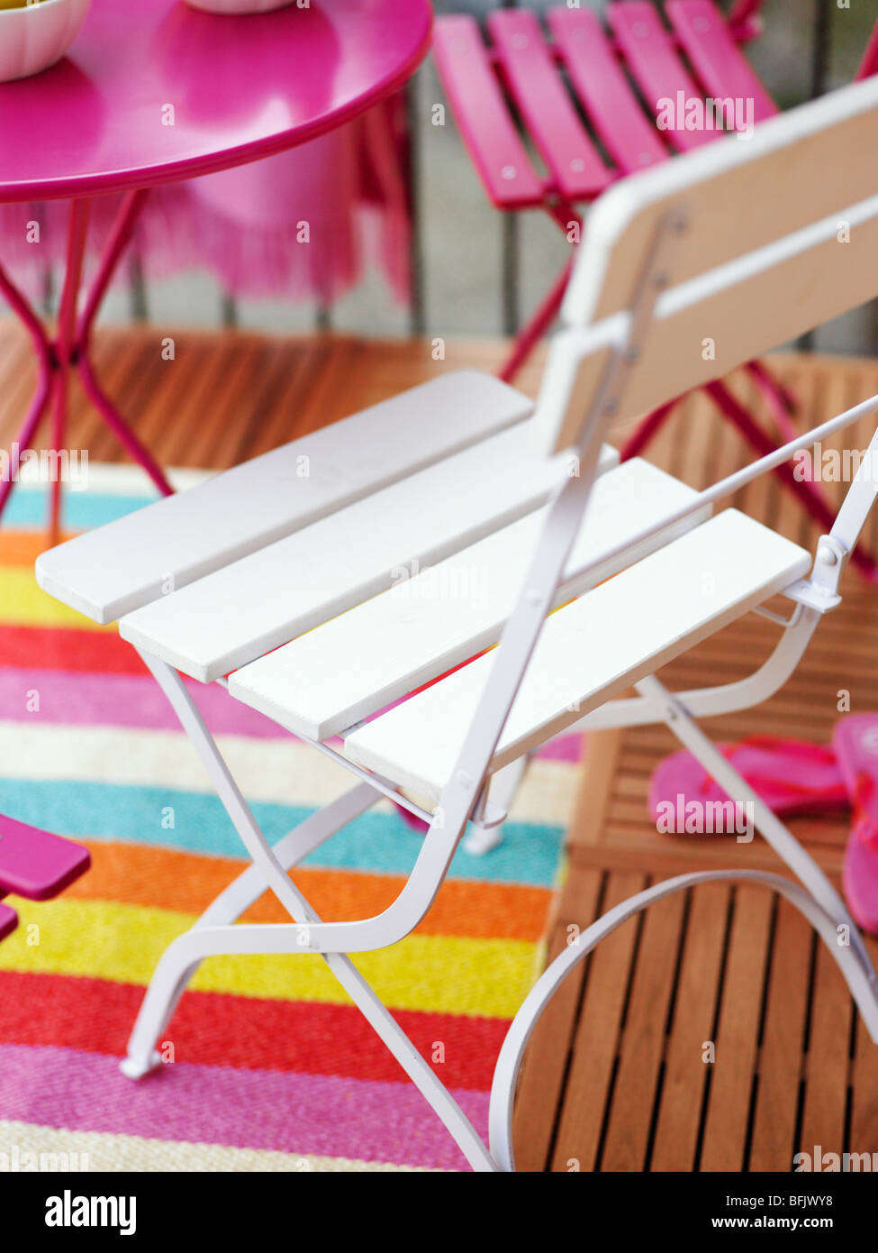 Brightly coloured outdoor tables chairs hi-res stock photography and ...