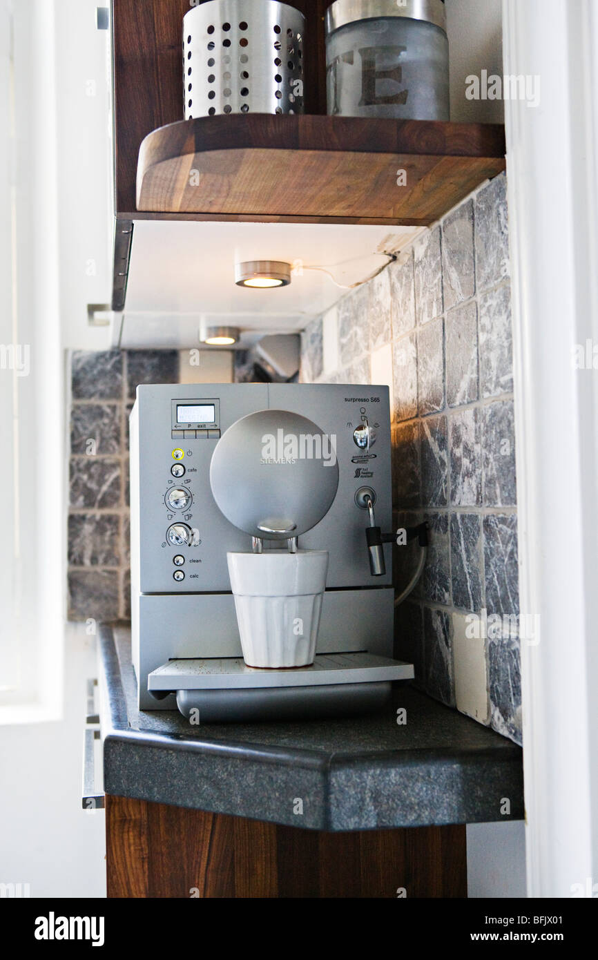 An espresso machine in a kitchen, Sweden Stock Photo - Alamy