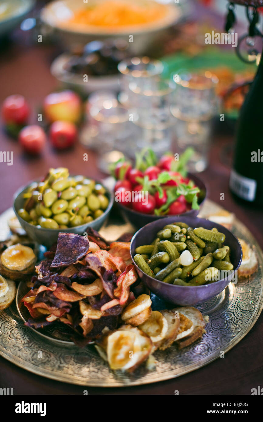 French refreshment table, close-up Stock Photo - Alamy