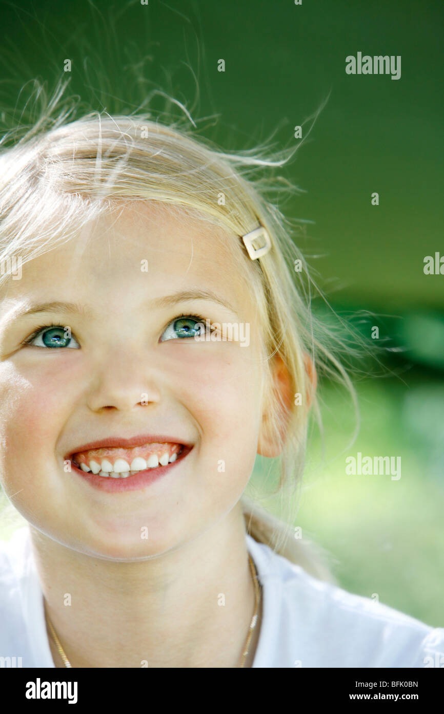 A Scandinavian girl smiling in the sun, Sweden Stock Photo - Alamy