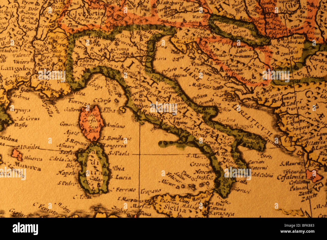 Antique map showing Italy Stock Photo - Alamy