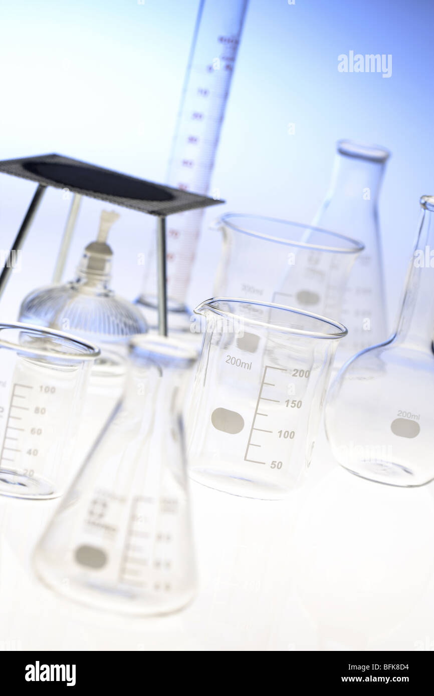 Laboratory equipments white background Stock Photo - Alamy